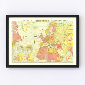 Asia & Europe Map 1935 Old Map of Asia and Europe Art Vintage Print ...