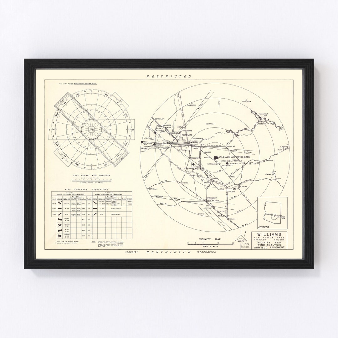 Williams Air Force Base Vicinity Map 1952 Old Map of Williams Air Force ...