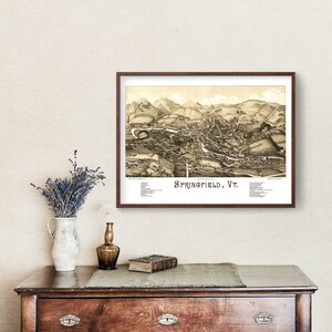 Springfield Map 1886 Old Map of Springfield Vermont Art Vintage Print ...
