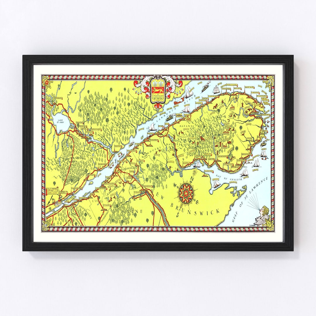 Gaspe Peninsula Map 1929 Old Map of Gaspe Peninsula Art Vintage Print ...