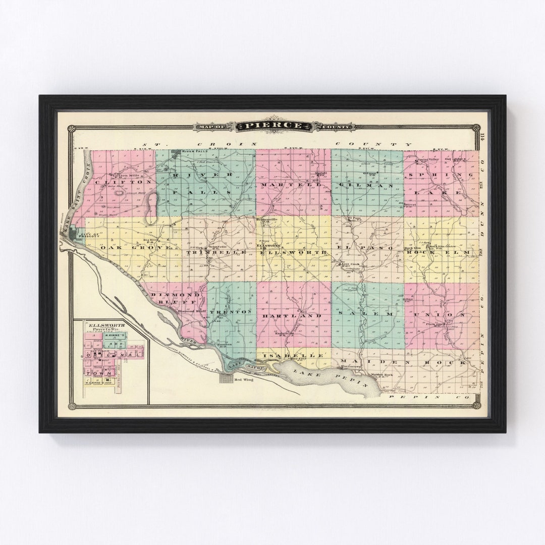 Pierce County Map 1878, Vintage Pierce County Map, Old Pierce County ...