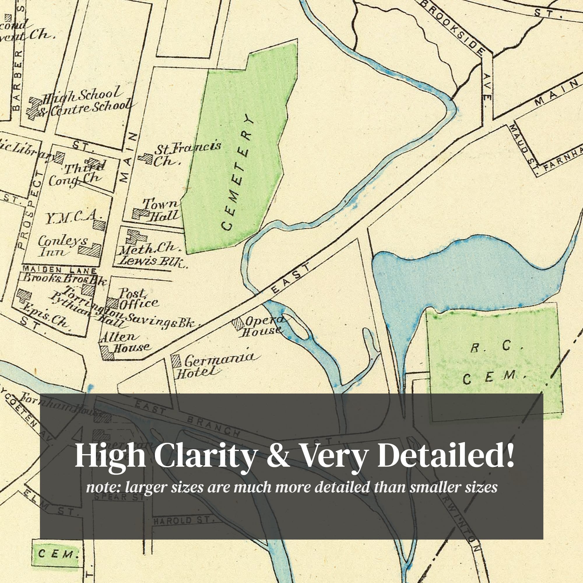 Torrington Map 1893 Old Map of Torrington Connecticut Art - Etsy
