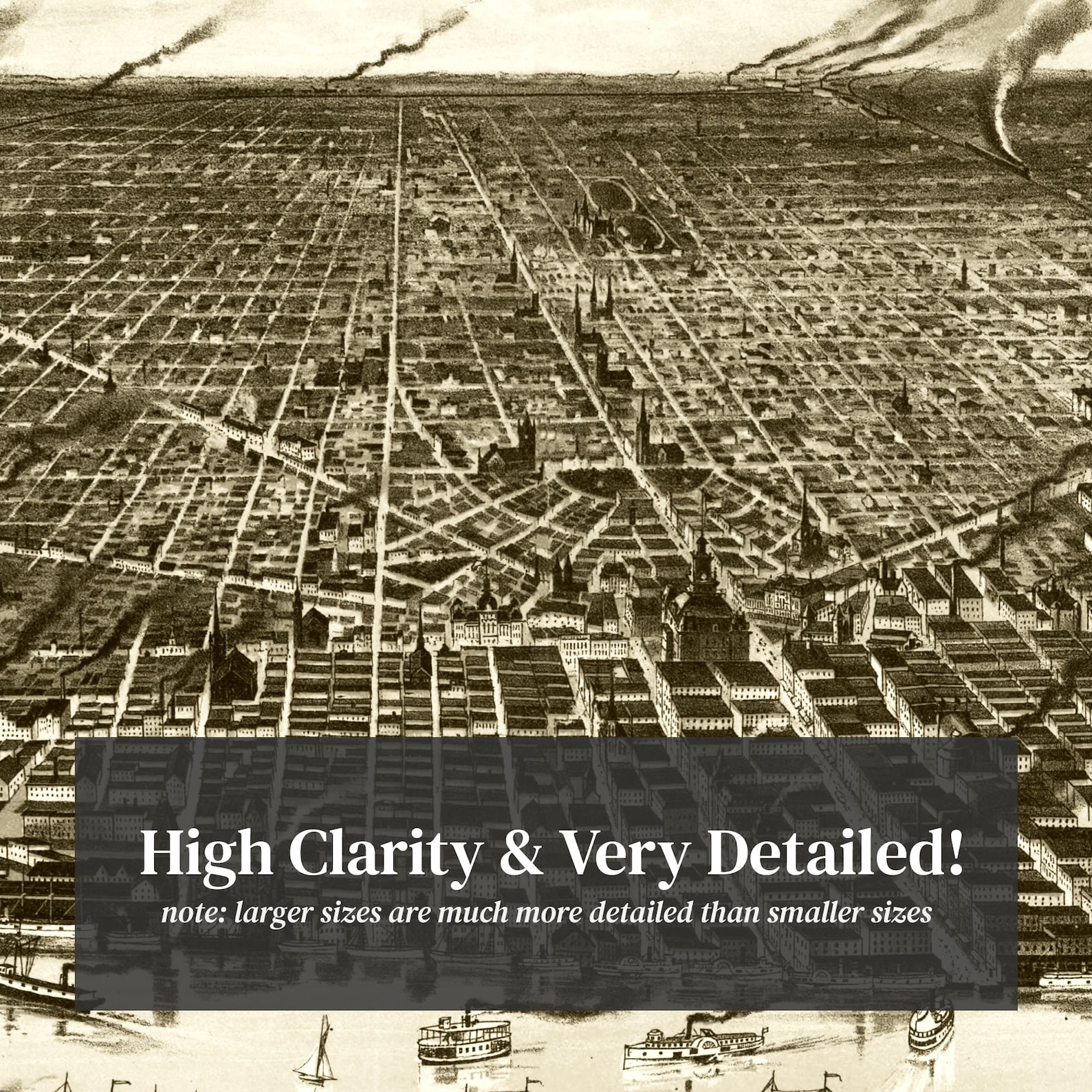 Detroit Map 1889 Old Map of Detroit Michigan Art Vintage - Etsy