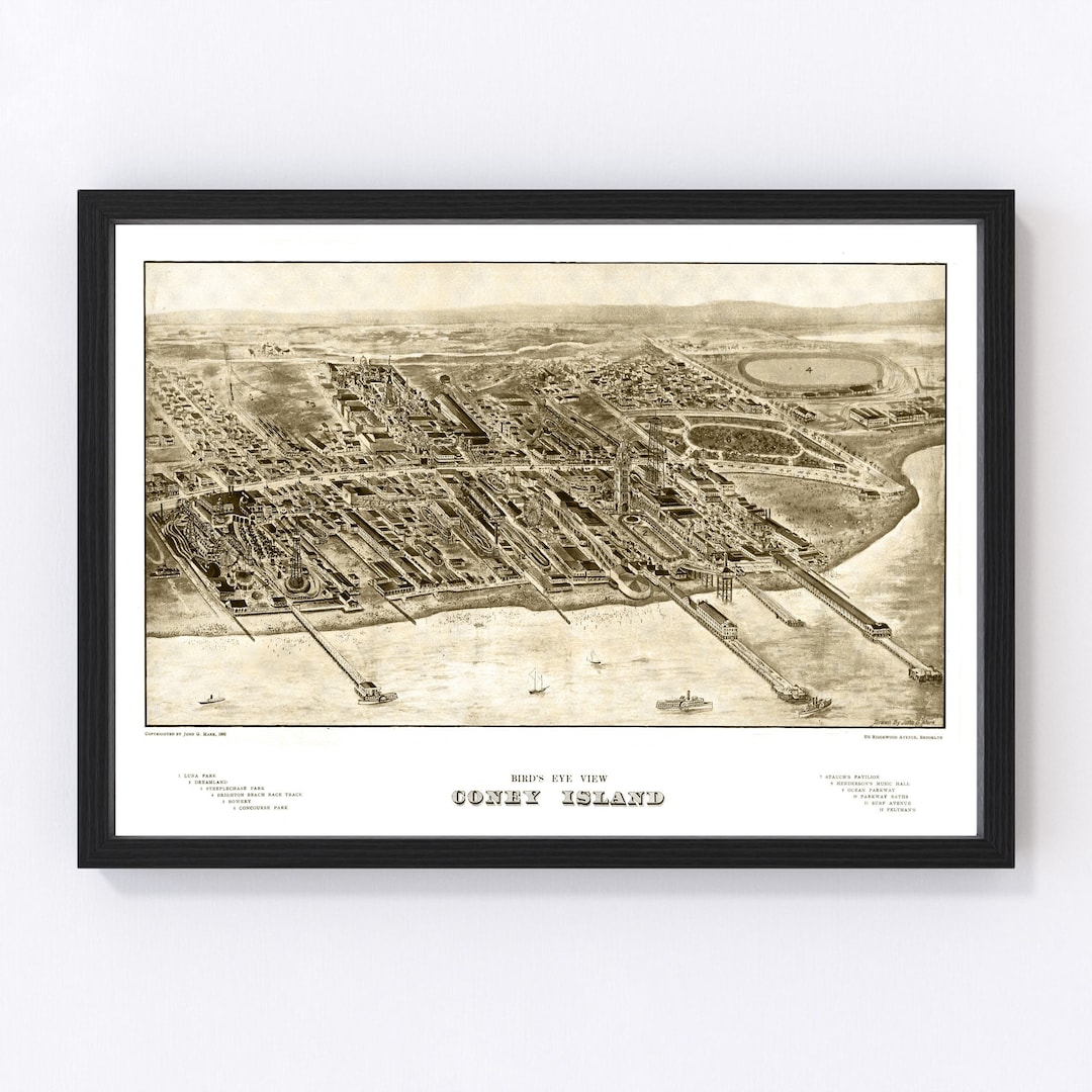 Coney Island Map 1906, Vintage Coney Island Map, Old Coney Island New ...