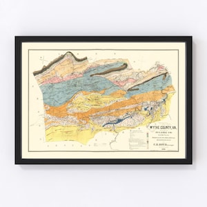 Wythe County VA Map 1890 Old Map of Wytheville Virginia Art Vintage ...