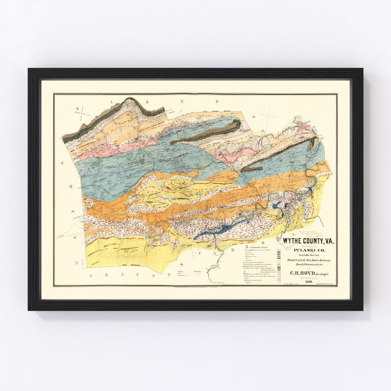 Wythe County VA Map 1890 Old Map of Wytheville Virginia Art - Etsy