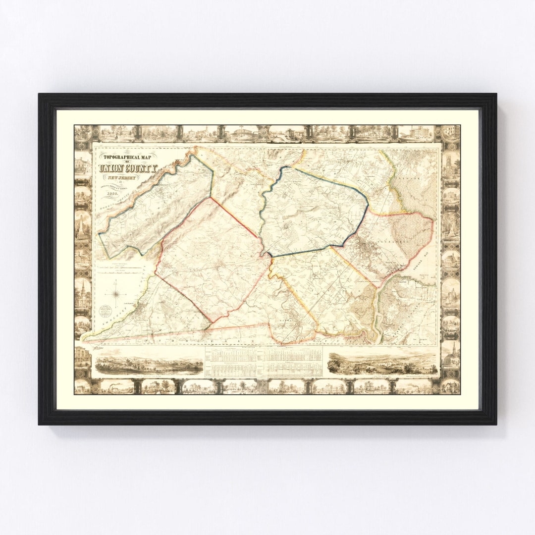 Union County New Jersey Map 1862 - Old Map of Union County New Jersey ...