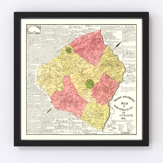 Hart County Georgia Map 1889 Old Map of Hart County Georgia - Etsy