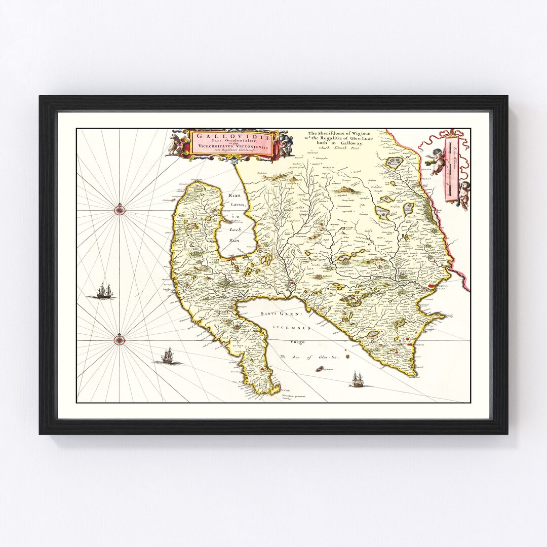 West Galloway Map 1665, Vintage West Galloway Map, Old West Galloway ...