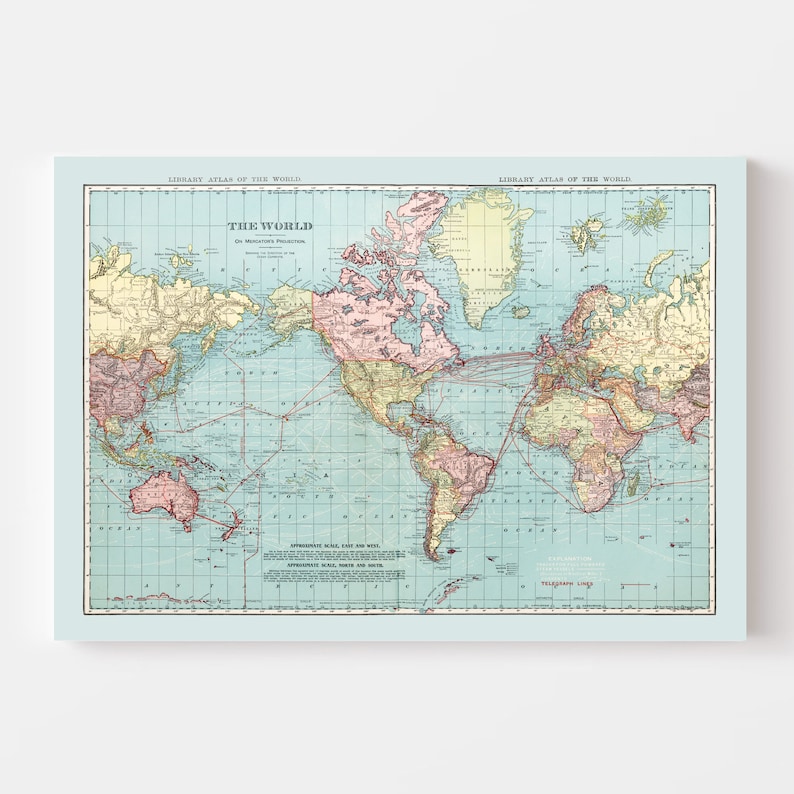 World Map 1912, Vintage World Map, Old World Art, Wall Art Gift for ...