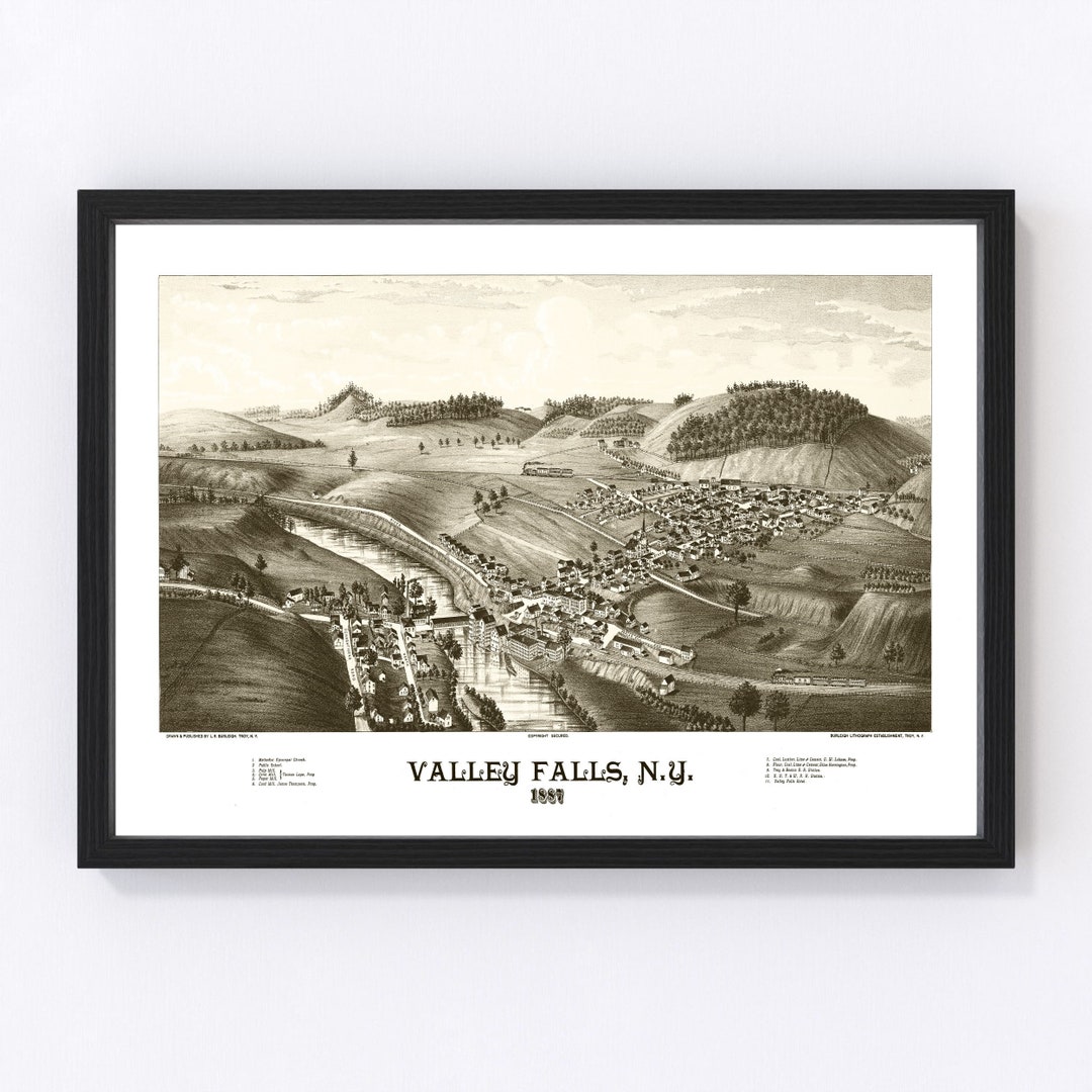 Valley Falls Map 1887, Vintage Valley Falls Map, Old Valley Falls New ...