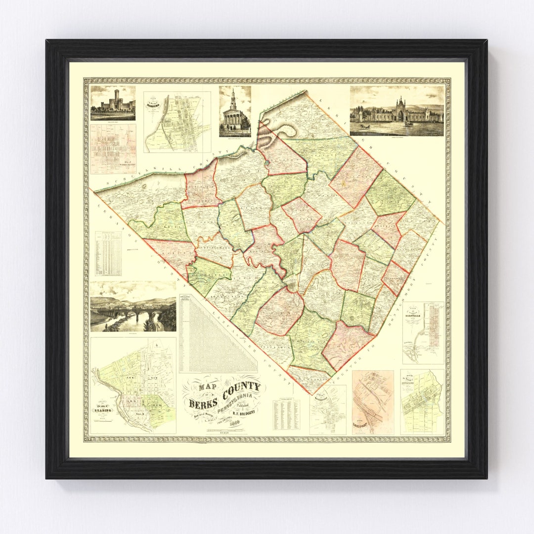 Berks County Pennsylvania Map 1860 Old Map of Berks County Pennsylvania ...