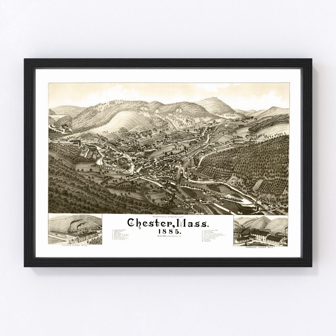 Chester Map 1885, Vintage Chester Map, Old Chester Massachusetts Art ...