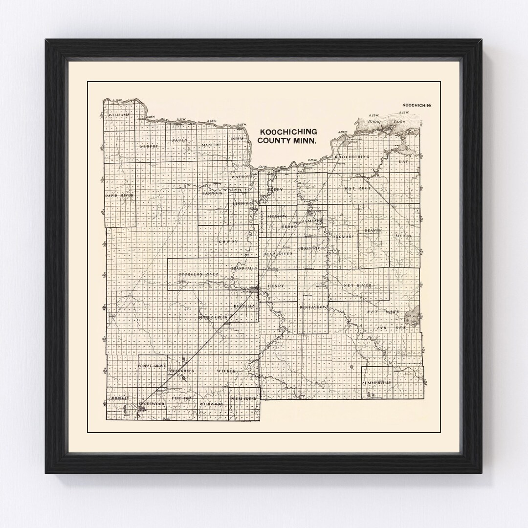 Koochiching County Map 1919, Vintage Koochiching County Map, Old ...