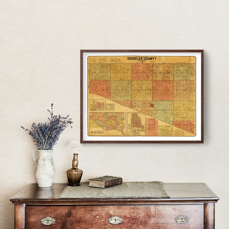 Douglas County Map 1900, Vintage Douglas County Map, Old Douglas County ...