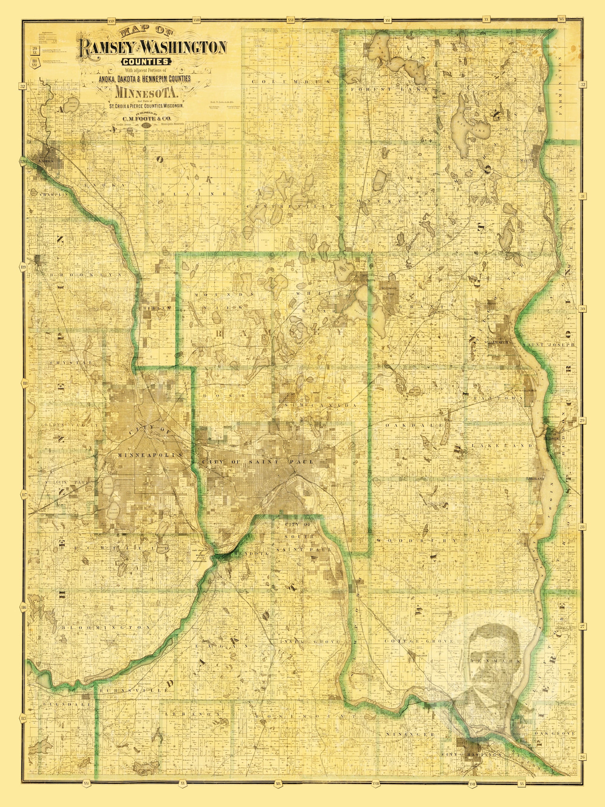 Reprint Genealogy Ramsey Washington County MN TM Nininger 1887 Old Town ...