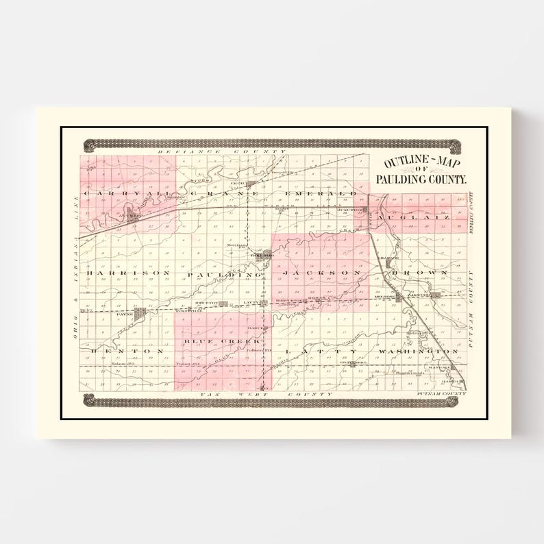 Paulding County Map 1892, Vintage Paulding County Map, Old Paulding ...