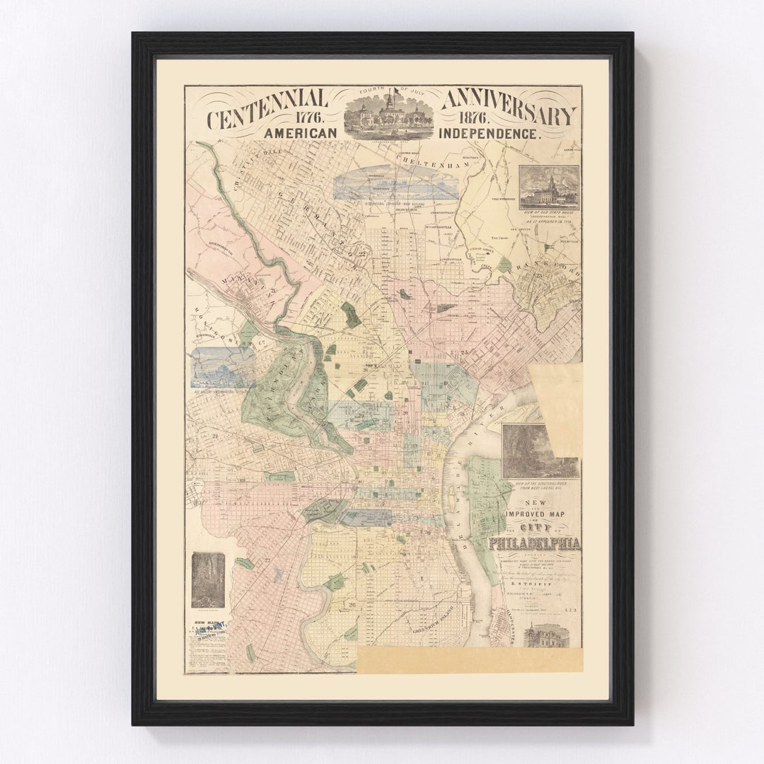 Philadelphia Map 1872 Old Map of Philadelphia Pennsylvania Art Vintage ...