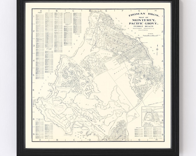 Old Monterey CA Map 1850 Vintage Language Capital of the World ...