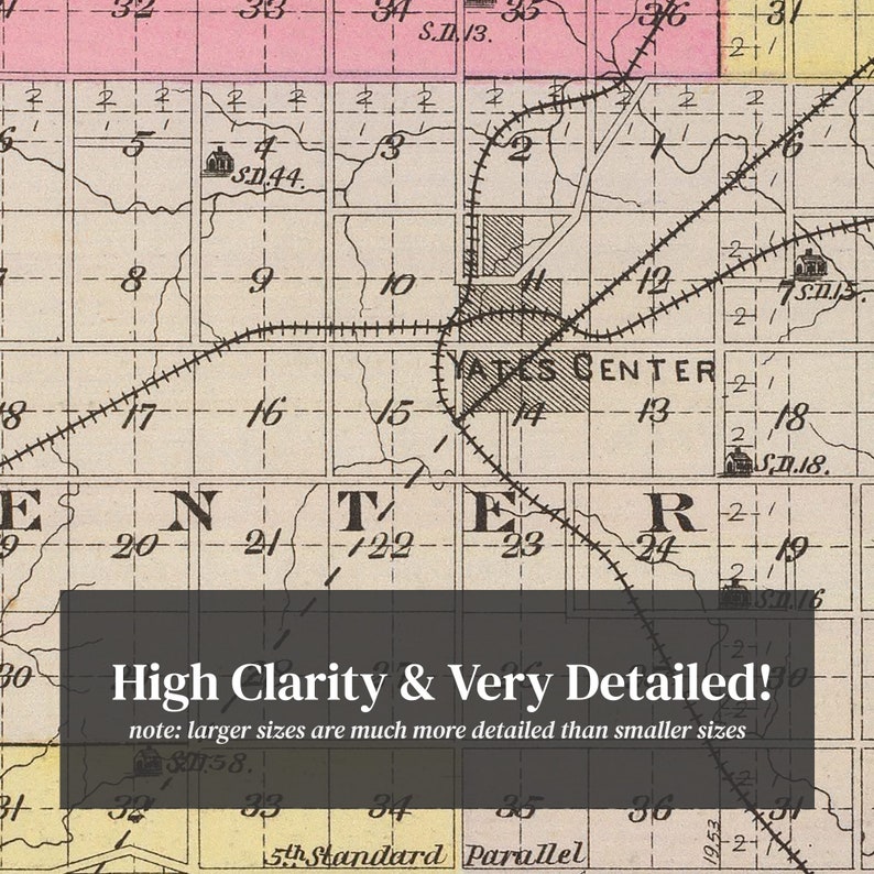 Woodson County Map 1887, Vintage Woodson County Map, Old Woodson County ...