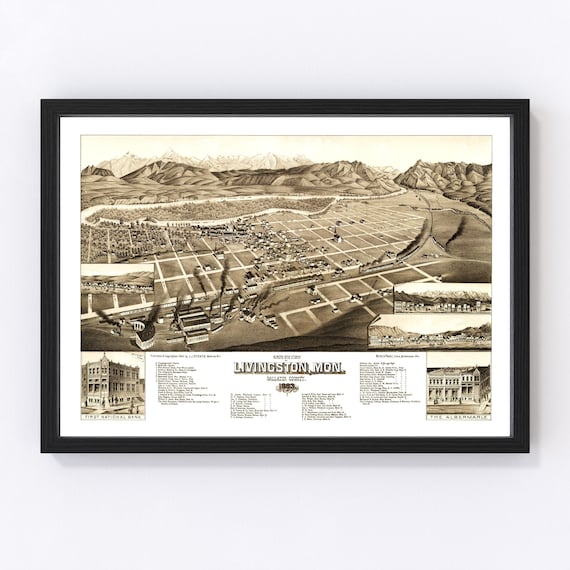 Livingston Map 1883 Old Map of Livingston Montana Art - Etsy