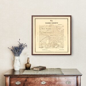 Young County Texas Map 1879 Old Map of Young County Texas Art Vintage ...