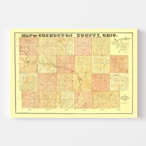Coshocton County Map 1850, Vintage Coshocton County Map, Old Coshocton ...