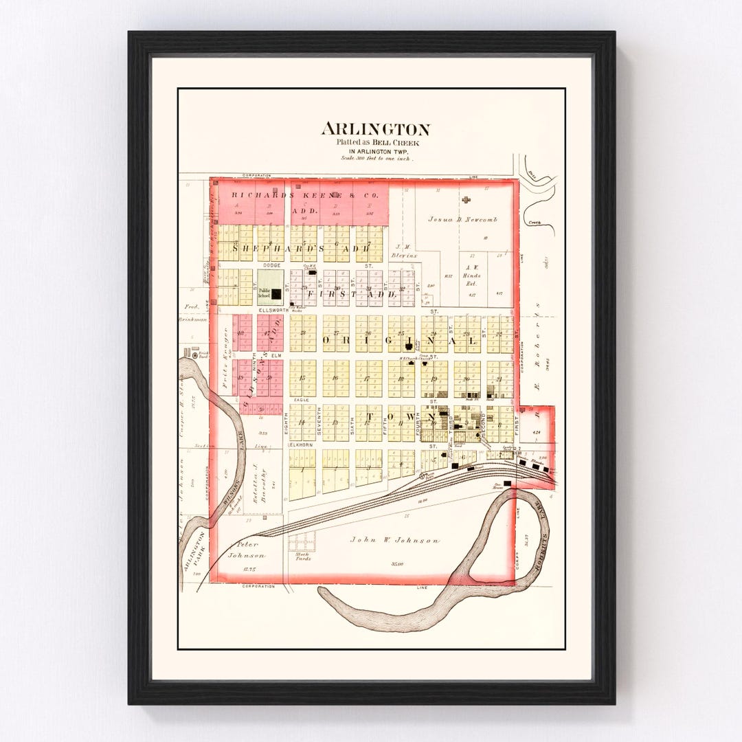 Arlington Map 1908 Old Map of Arlington Nebraska Art Vintage Print ...