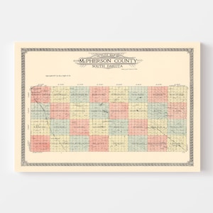 Mcpherson County SD Map 1911 Old Map of South Dakota Art Vintage Print ...