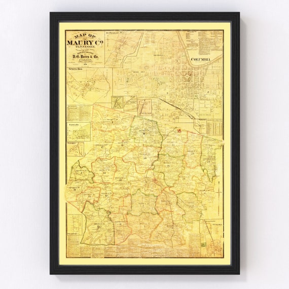 Maury County Tennessee Map 1878 Old Map of Maury County - Etsy
