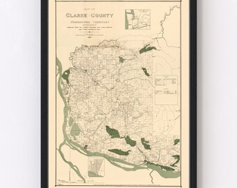 Home Décor Globes & Maps Clark County Jeffersonville Indiana Vintage ...