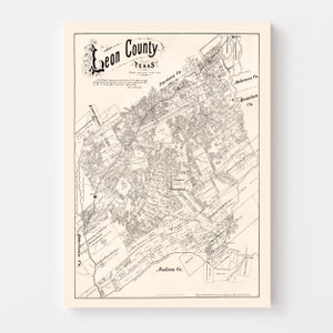 Leon County Texas Map 1879 - Old Map of Leon County Texas Art Vintage ...