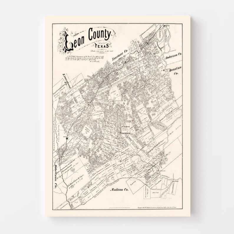 Leon County Texas Map 1879 Old Map of Leon County Texas Art - Etsy
