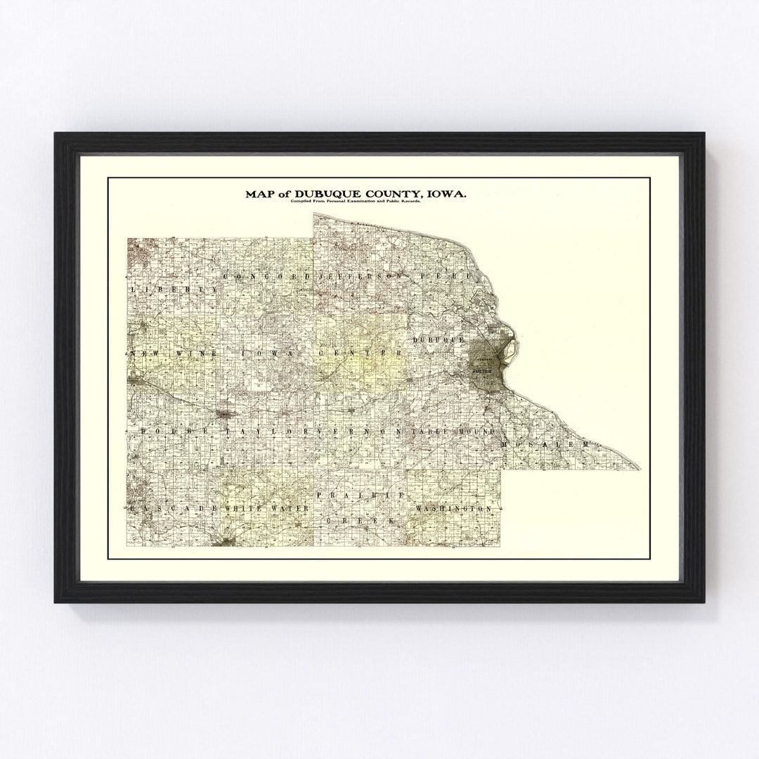 Dubuque County Iowa Map 1900 Old Map of Dubuque County Iowa Art Vintage ...