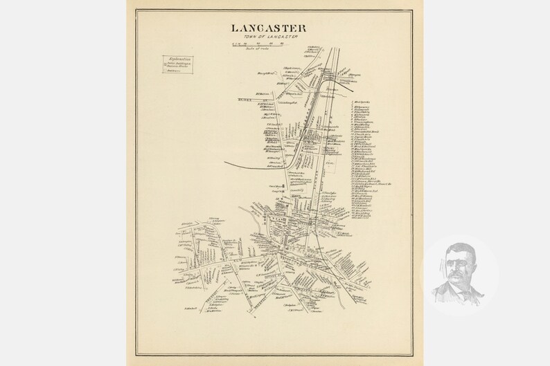 Vintage Lancaster Map from 1892 Old New Hampshire Map | Etsy