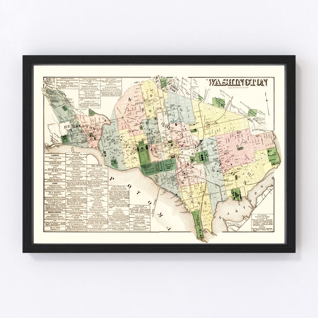Washington DC Map 1879 - Old Map of Washington DC Washington DC Art ...