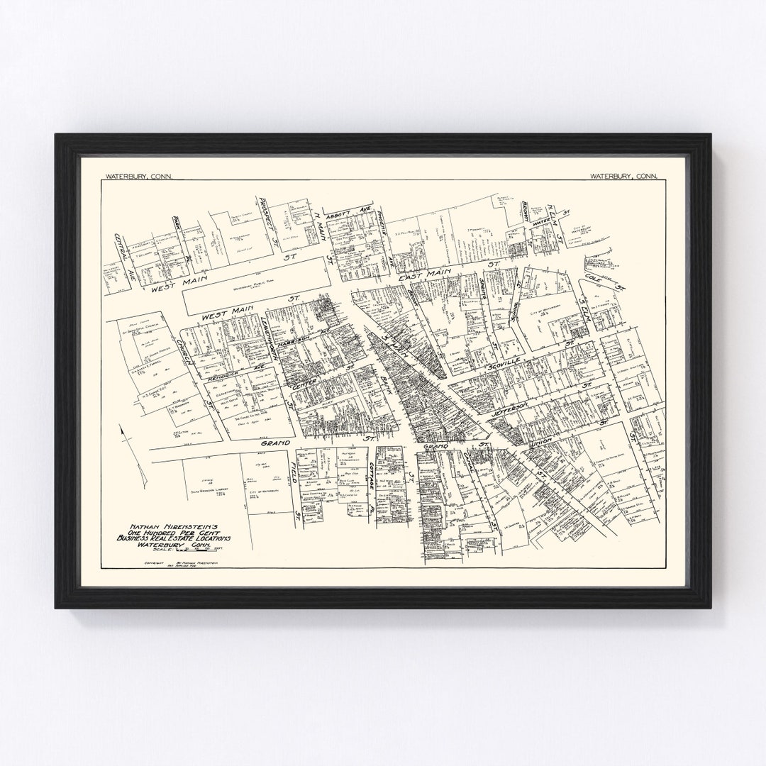 Waterbury Map 1929, Vintage Waterbury Map, Old Waterbury Connecticut ...