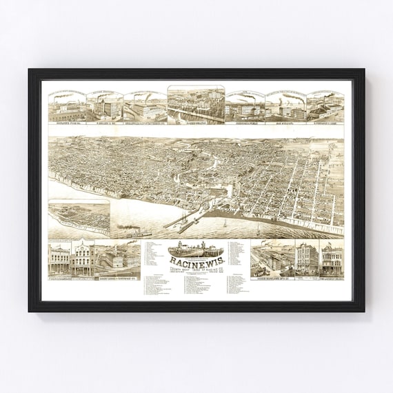 Racine Map 1883 Old Map of Racine Wisconsin Art Vintage - Etsy