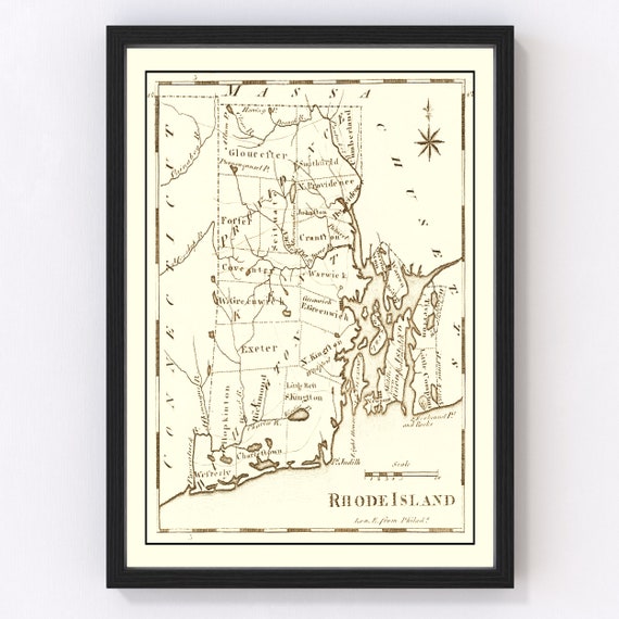 Rhode Island Map 1795 Old Map of Rhode Island Art Vintage - Etsy