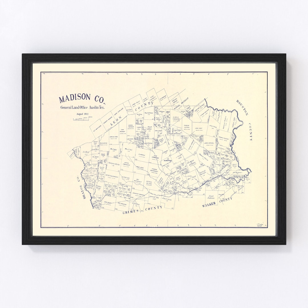 Madison County Map 1922, Vintage Madison County Map, Old Madison County ...