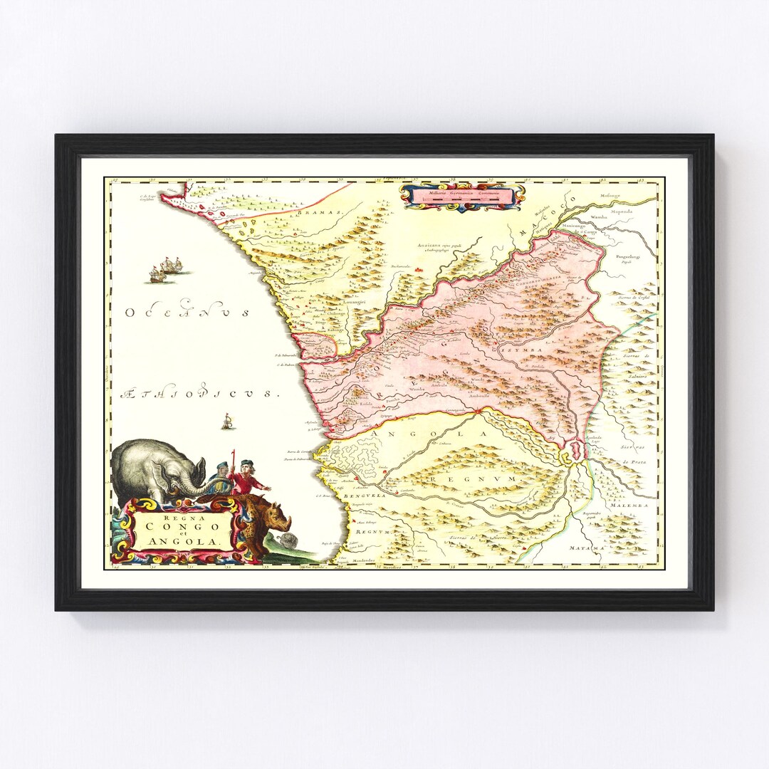 Congo Map 1665, Vintage Congo Map, Old Congo Art, Wall Art Gift for ...