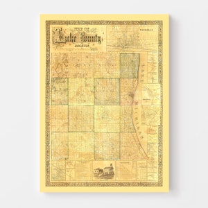 Lake County Map 1861, Vintage Lake County Map, Old Lake County Illinois ...