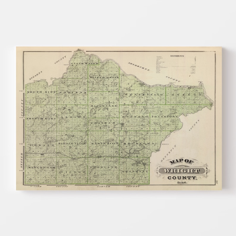 Wright County Map 1874, Vintage Wright County Map, Old Wright County ...