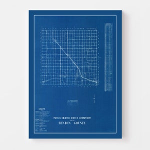 Benton County IN Map 1936 Old Map of Indiana Art Vintage Print Framed ...
