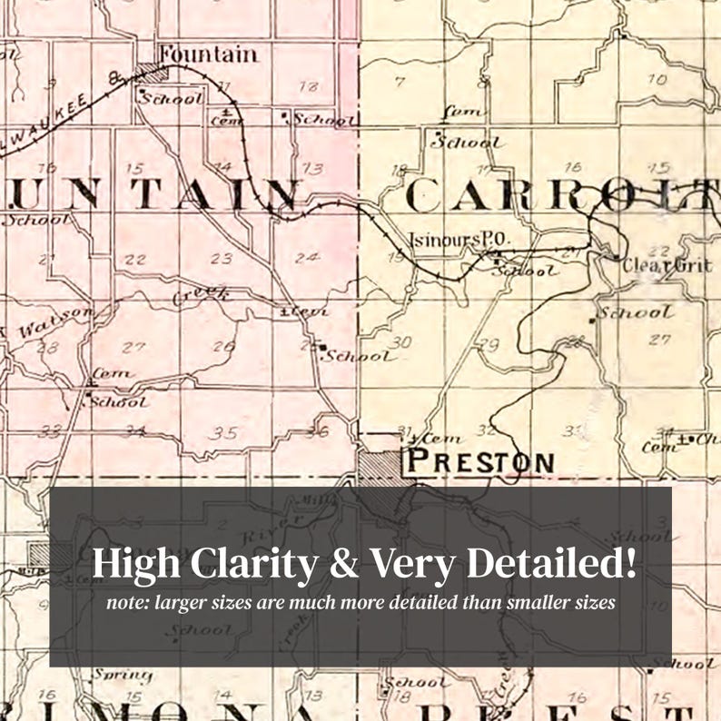 Fillmore County Map 1896, Vintage Fillmore County Map, Old Fillmore ...