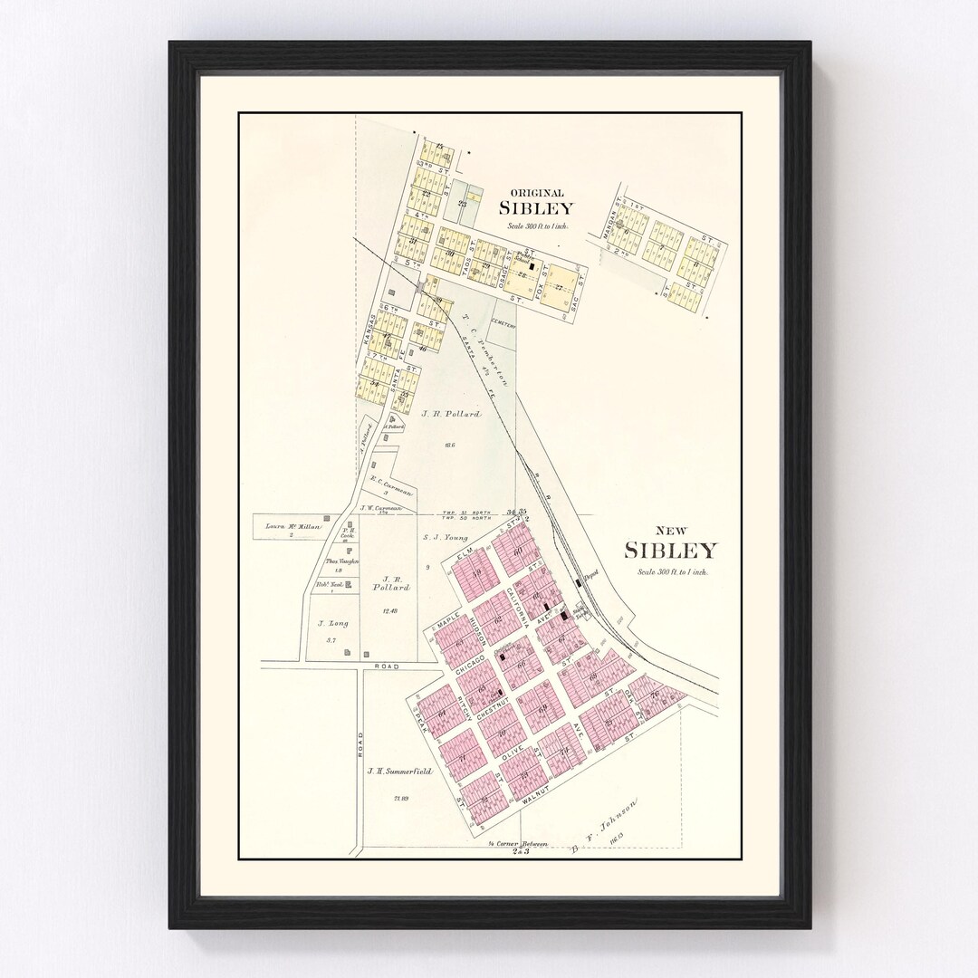 Sibley Map 1904 - Old Map of Sibley Missouri Art Vintage Print Framed ...