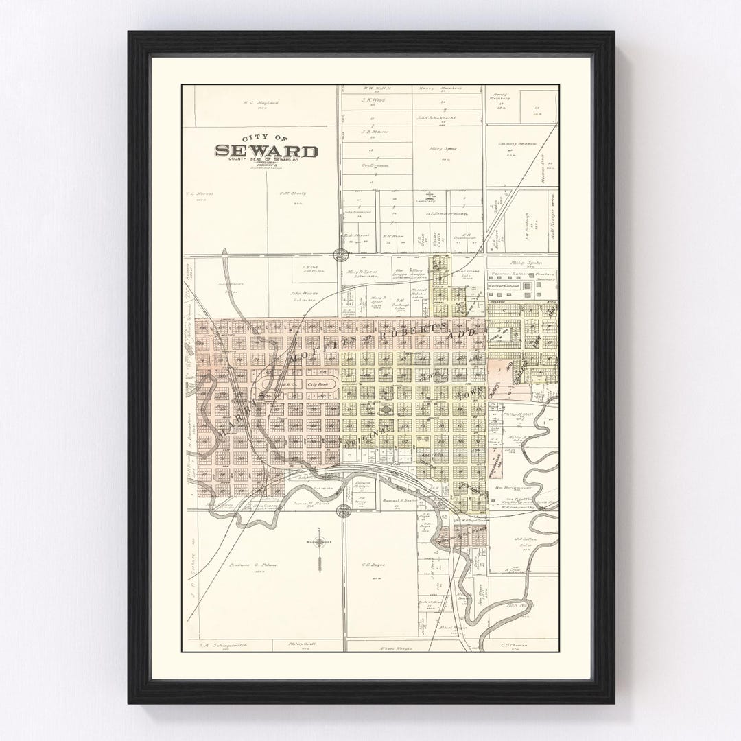 Seward Map 1908, Vintage Seward Map, Old Seward Nebraska Art, Wall Art ...