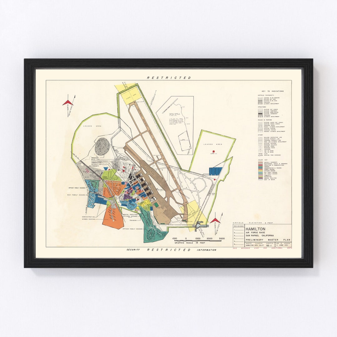 Hamilton Air Force Base Vicinity Map 1951, Vintage Hamilton Air Force ...