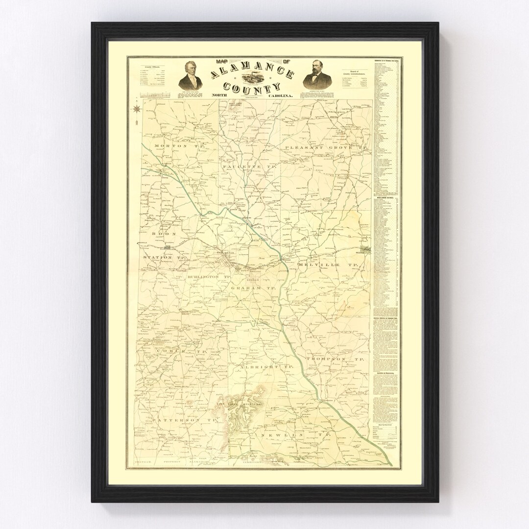 Alamance County North Carolina Map 1893 Old Map of Alamance County ...