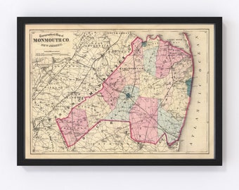 Map of Monmouth Nj - Etsy